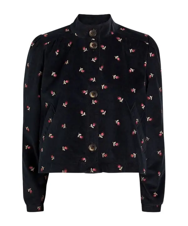 Rixo Floral-embroidered Fine Cord Jacket