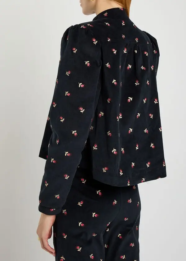 Rixo Floral-embroidered Fine Cord Jacket