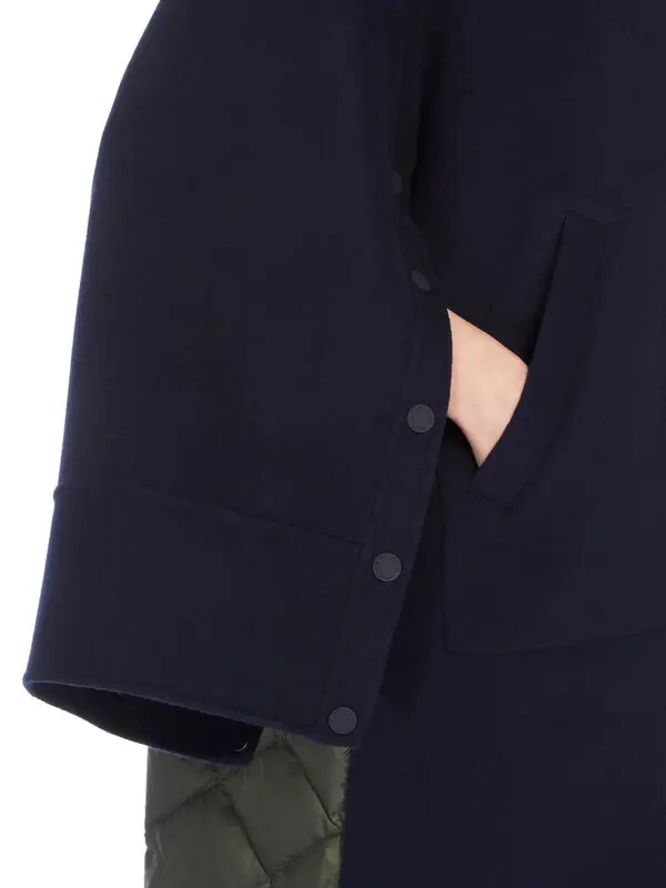 Max Mara Button Detailed Panelled Drawstring Coat - Navy Blue