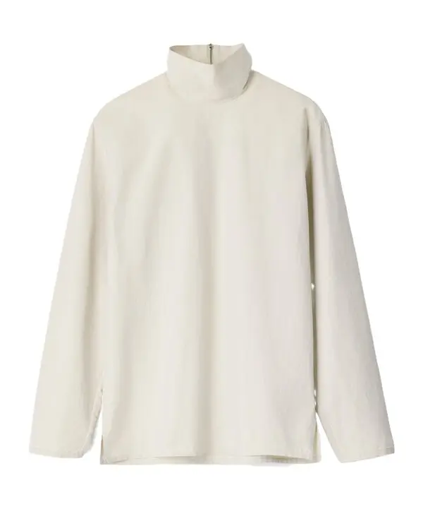 LEMAIRE Stand-collar Top In Light Cotton Chambray