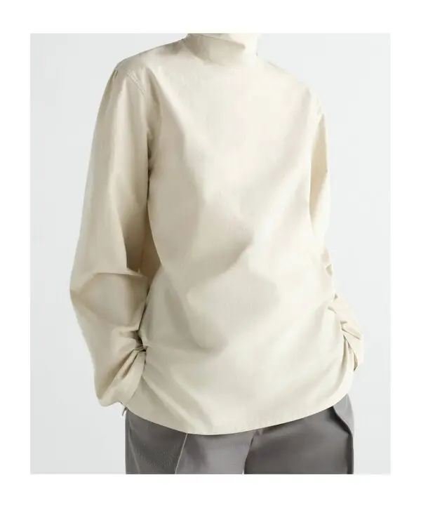 LEMAIRE Stand-collar Top In Light Cotton Chambray