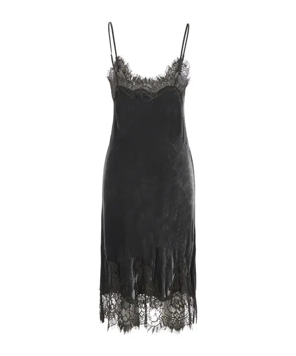 Gold Hawk Lace Trim Slip Dress