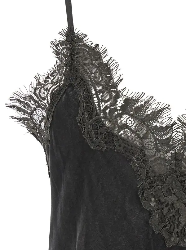 Gold Hawk Lace Trim Slip Dress
