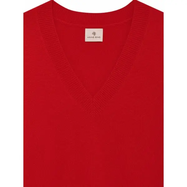 ANINE BING V-neck Knitted Sweater - Red