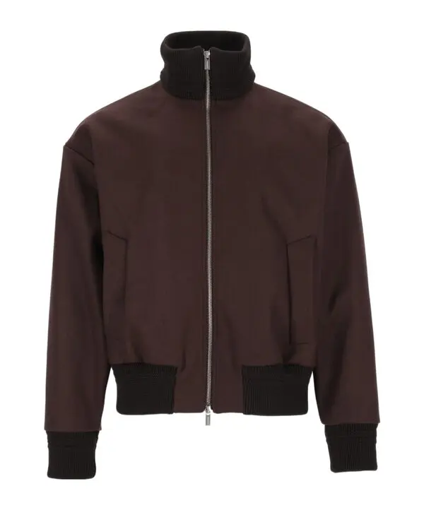 Barena Venezia Zip-up Bomber Jacket With High Collar And Ribbed Trim