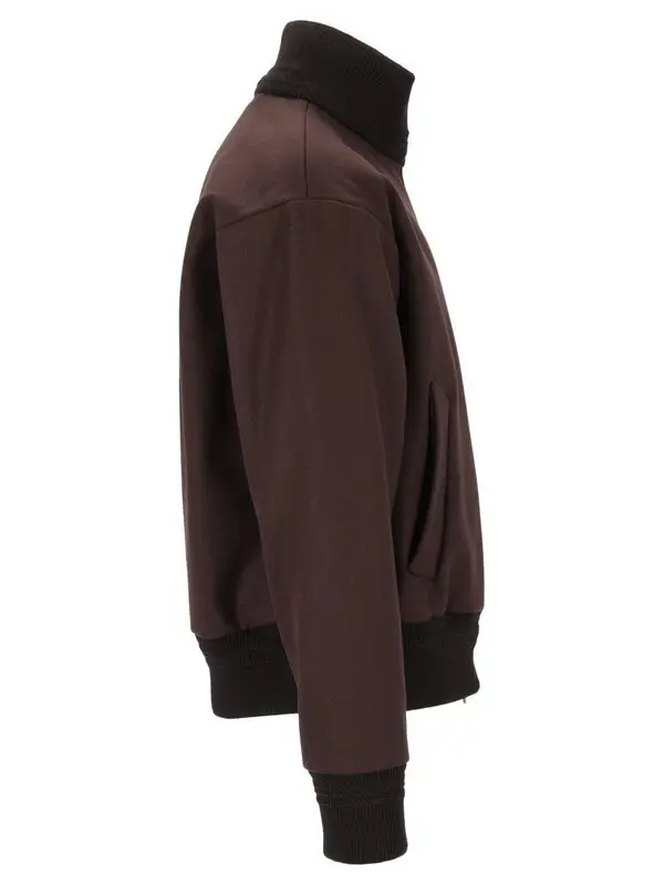 Barena Venezia Zip-up Bomber Jacket With High Collar And Ribbed Trim