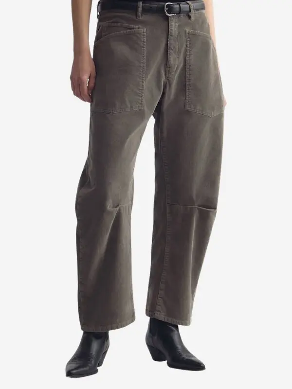 NILI LOTAN Shon Pleated Stretch Corduroy Trousers - Sage Ash