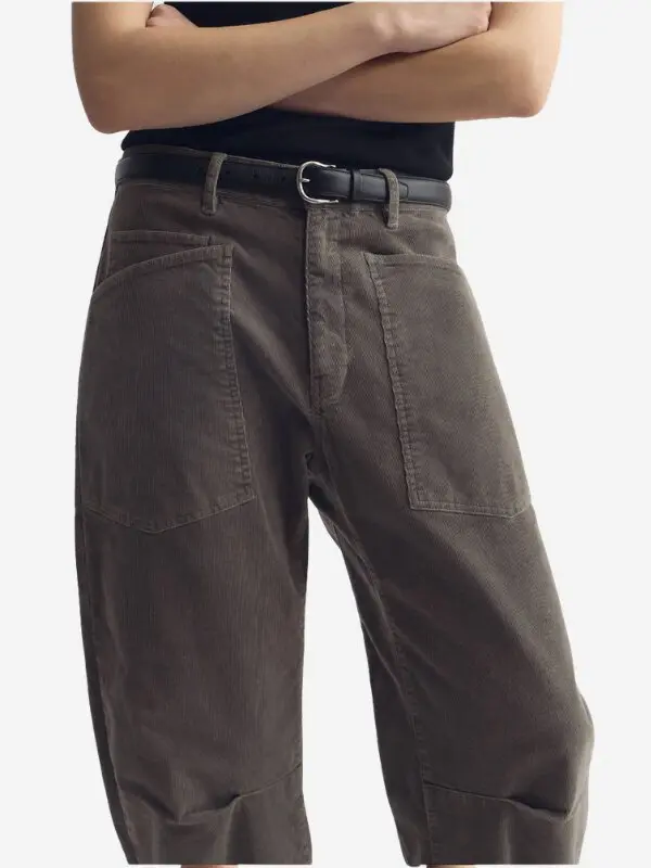 NILI LOTAN Shon Pleated Stretch Corduroy Trousers - Sage Ash