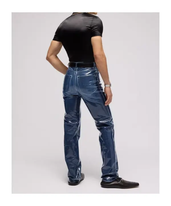 Gucci High-waisted Washed And Coated Jeans With Laminated Detailing
