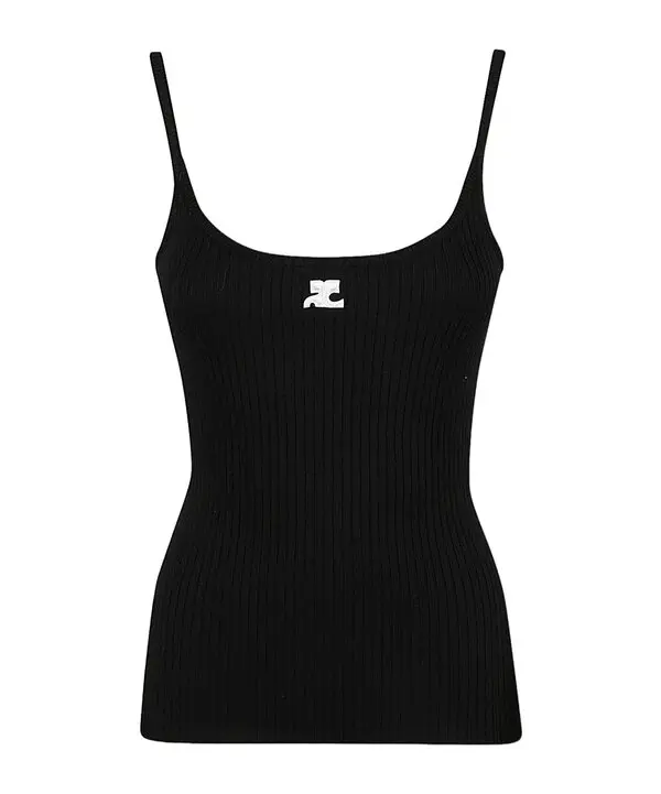 COURREGES Ribbed Tank Top With Logo