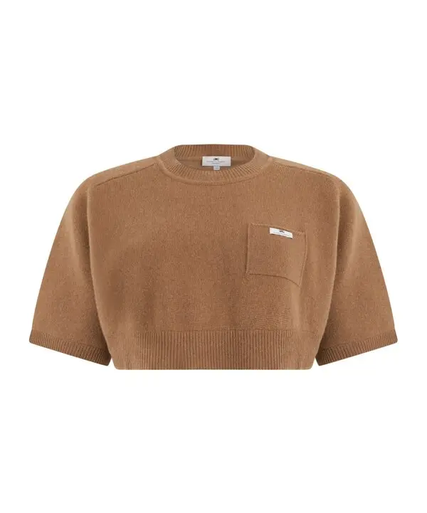 Elisabetta Franchi Cropped Knit Sweater With Chest Pocket