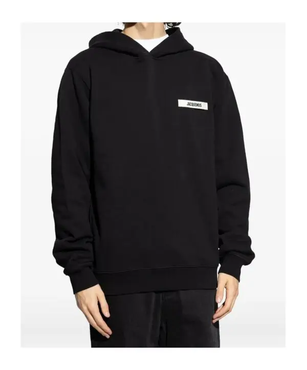 Jacquemus Long-sleeved Hoodie With Logo Detail - Black