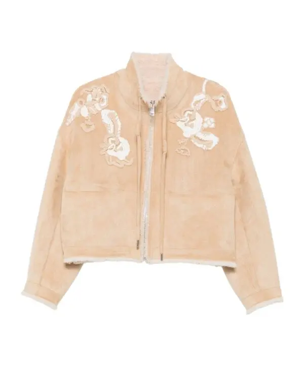 ERMANNO FIRENZE Stand-collar Zip-up Embroidered Jacket - No