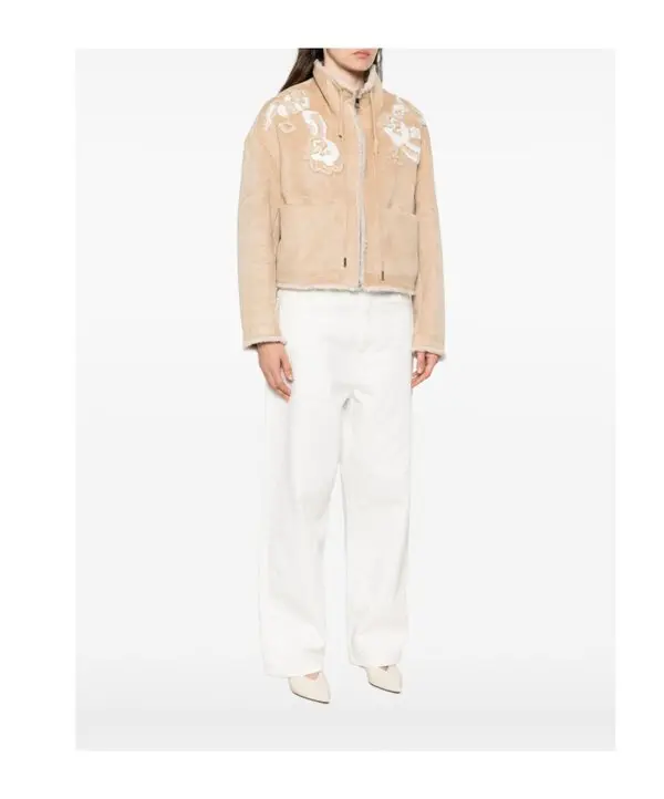 ERMANNO FIRENZE Stand-collar Zip-up Embroidered Jacket - No