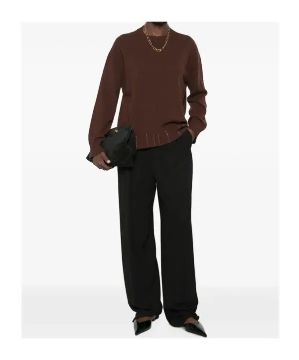 Fabiana Filippi Crewneck Jumper With Monili Chain Detail - Brown