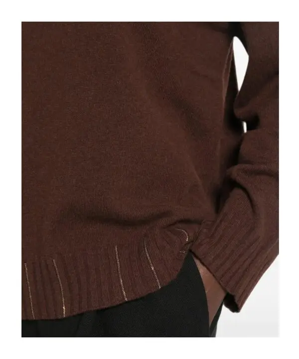 Fabiana Filippi Crewneck Jumper With Monili Chain Detail - Brown