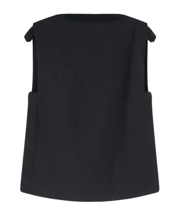 Vince Sleeveless Boat Neck Top - Black