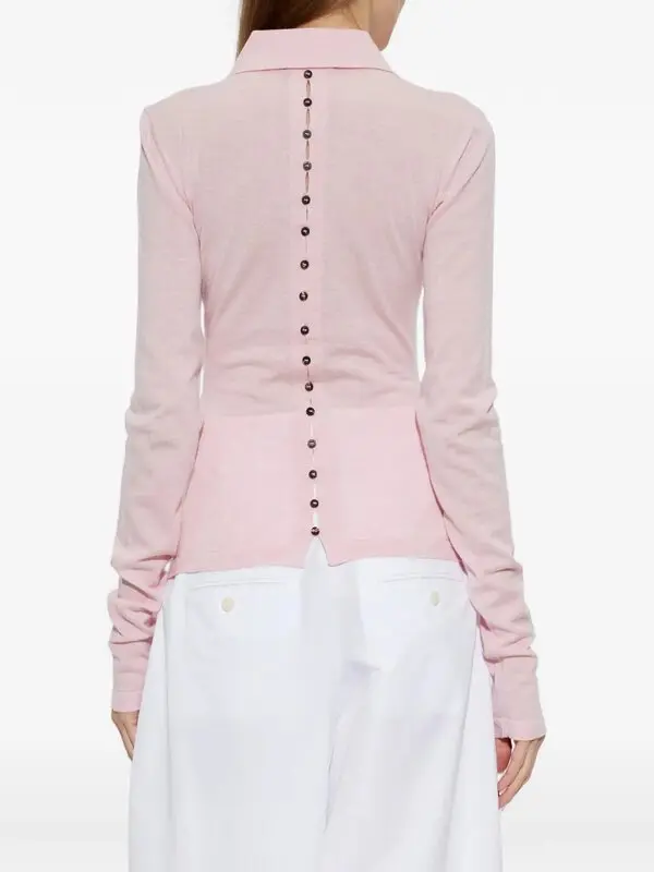 Jacquemus Merino Long Sleeve Polo - Light Pink