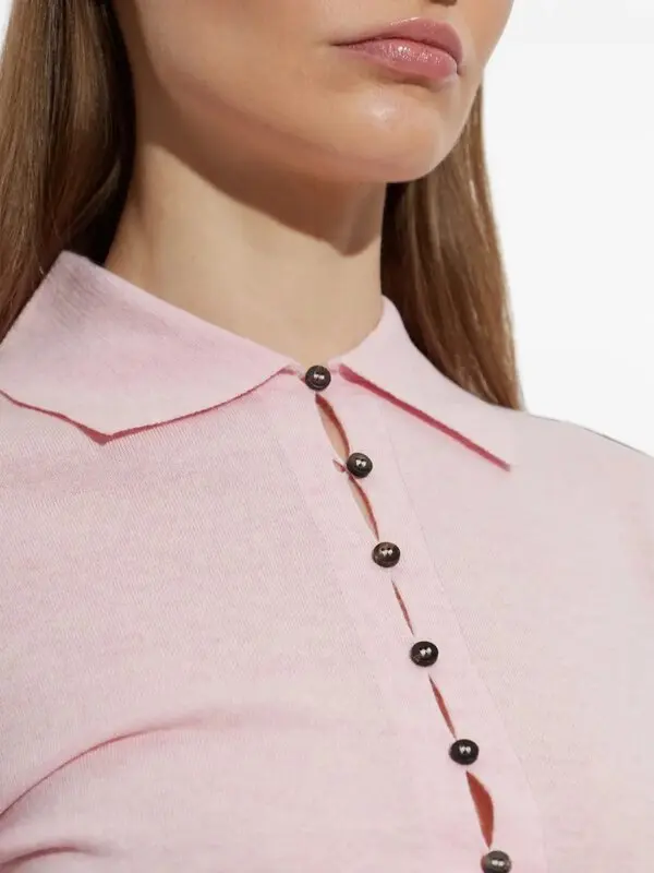 Jacquemus Merino Long Sleeve Polo - Light Pink