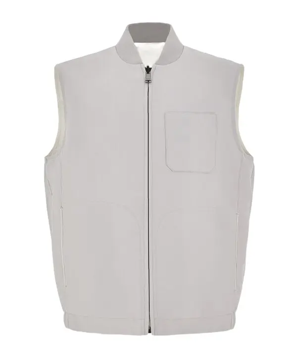 Canali Light Gray Linen And Silk Reversible Vest - Grey