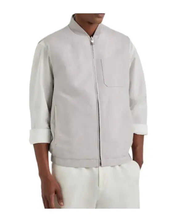 Canali Light Gray Linen And Silk Reversible Vest