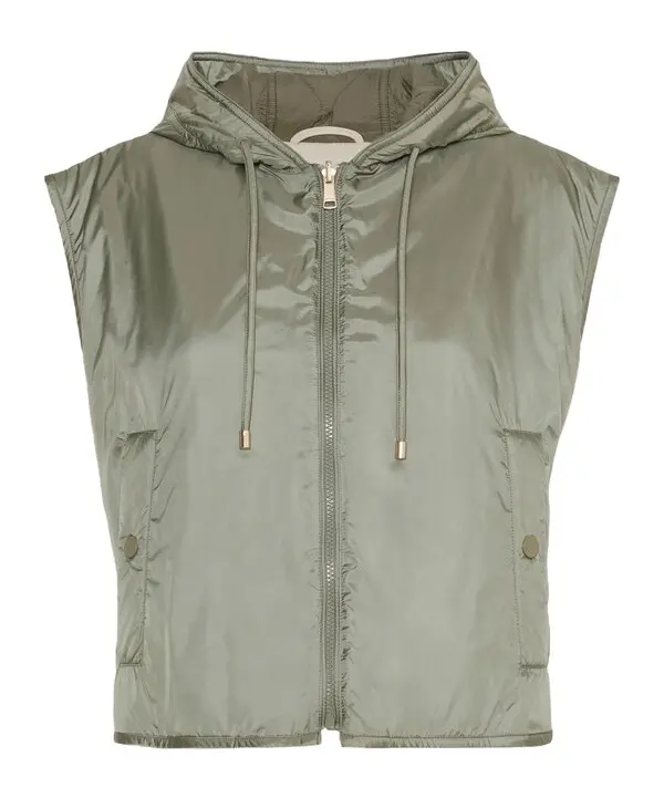 Max Mara Reversible Water-repellent Canvas Padded Gilet Kaki