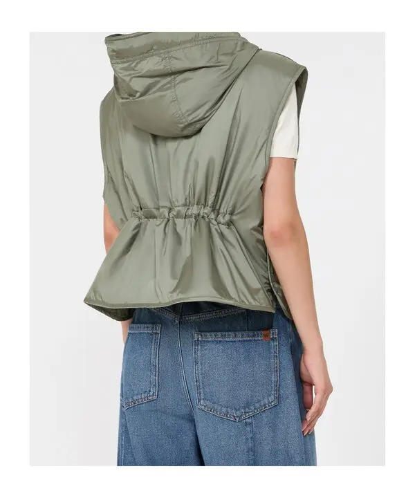 Max Mara Reversible Water-repellent Canvas Padded Gilet Kaki