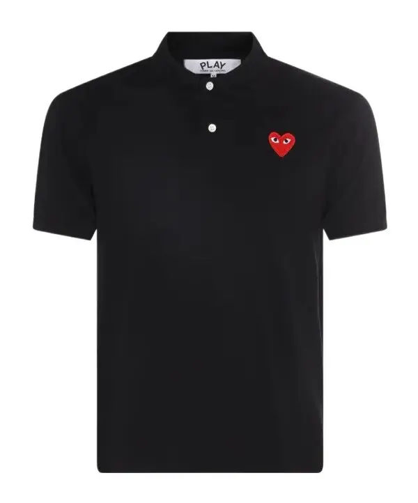 Play Comme Des Garcon Heart-shaped Decal Polo Shirt - Black