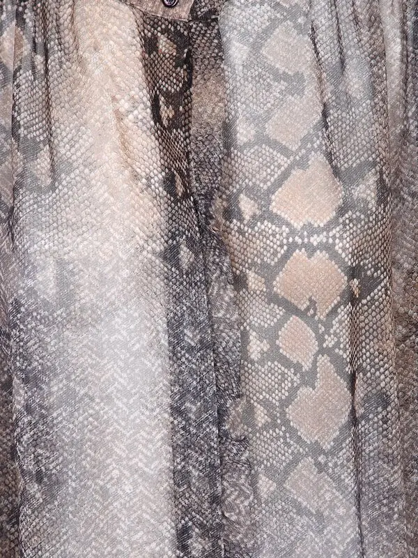 Loulou De Saison Snake Print Ruffled High Neck Shirt