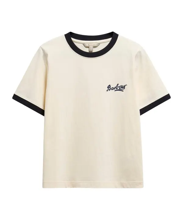 Barbour Short-sleeved T-shirt With Logo Detail - Off-white/navy