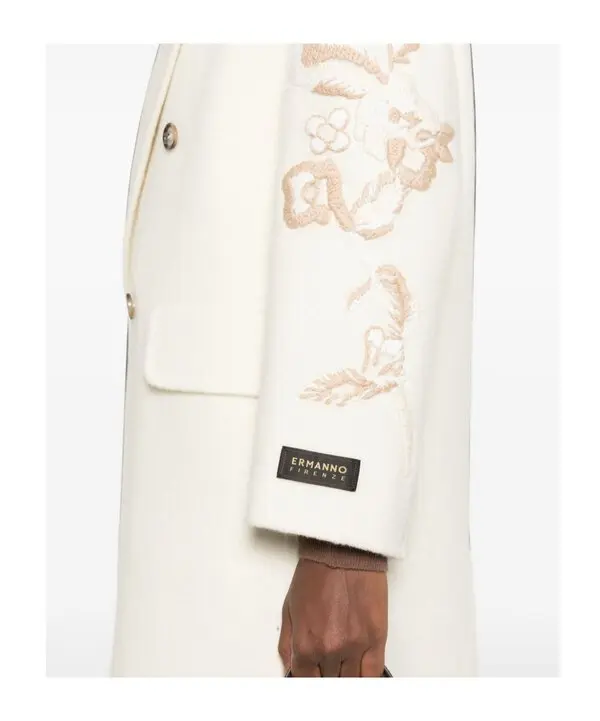 ERMANNO FIRENZE Floral Embroidered Double-breasted Coat