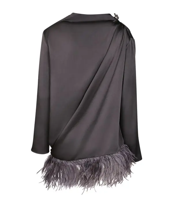 Fabiana Filippi Ostrich Feather Embellished Asymmetrical Top