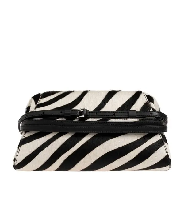 Moschino Zebra-print Leather Clutch Bag