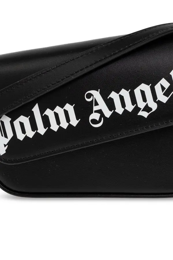 Palm Angels Flap Shoulder Bag With Logo Detail - Black