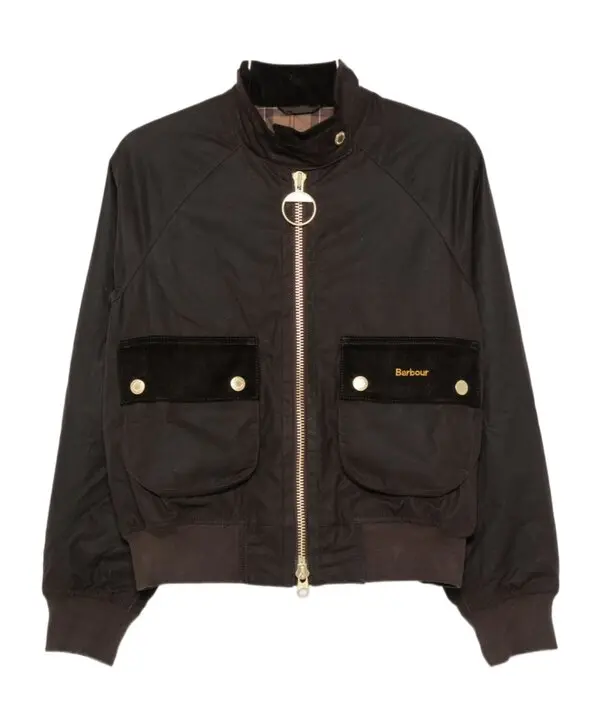 Barbour Corduroy-trim Pocket Detail Zip-up Jacket - Brown