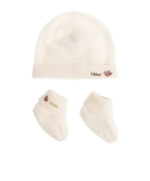 Chloé Ribbed Knit Hat And Socks Two-piece Set