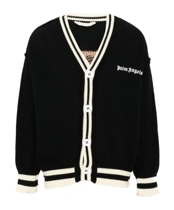 Palm Angels Embroidered Bear Motif Cardigan