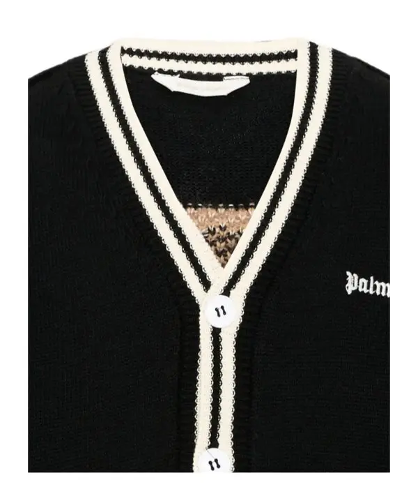 Palm Angels Embroidered Bear Motif Cardigan