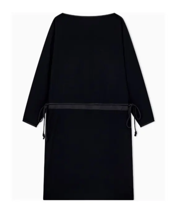 Emporio Armani Midi Dress In Techno Cady With Drawstring Waist