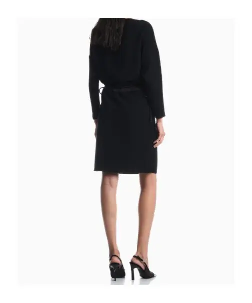Emporio Armani Midi Dress In Techno Cady With Drawstring Waist
