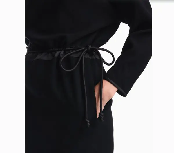 Emporio Armani Midi Dress In Techno Cady With Drawstring Waist