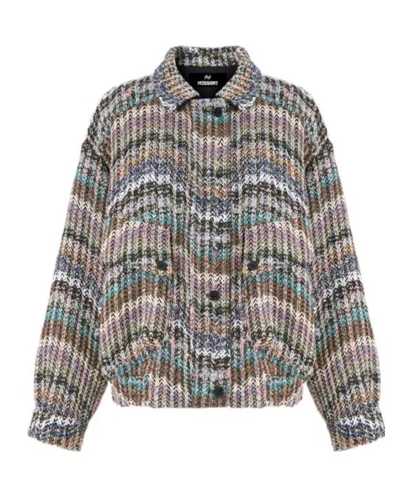 Missoni Chevron Knit Sequined Bomber Jacket