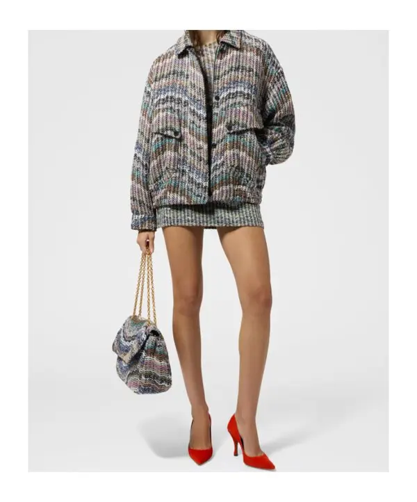 Missoni Chevron Knit Sequined Bomber Jacket