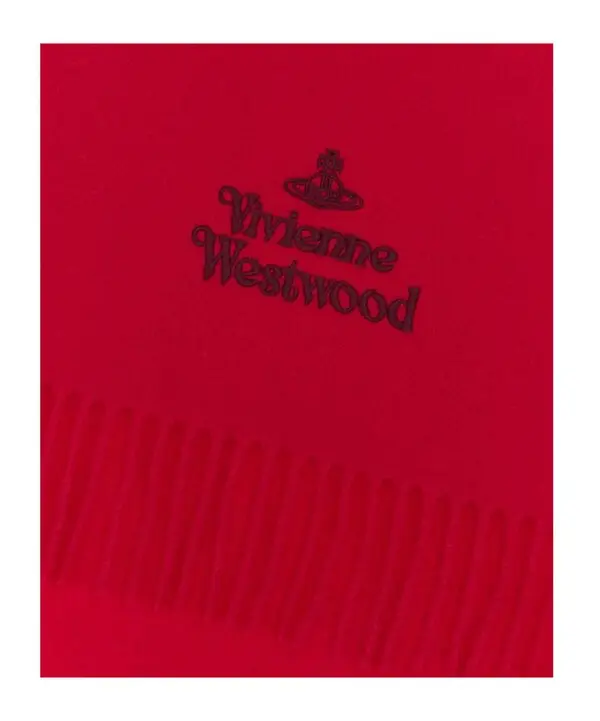 VIVIENNE WESTWOOD Logo Embroidered Fringed Scarf