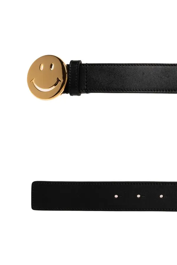 Moschino Smiley Face Leather Belt