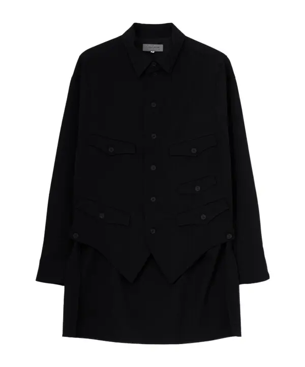 Yohji Yamamoto Wool Gabardine Vest Layered Blouse