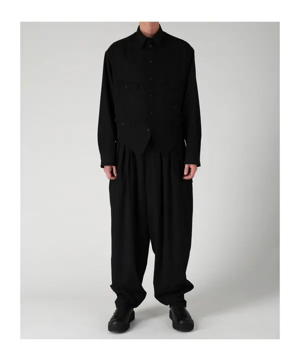 Yohji Yamamoto Wool Gabardine Vest Layered Blouse