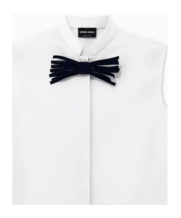 Giorgio Armani Sleeveless Mandarin Collar Shirt With Bow Detail