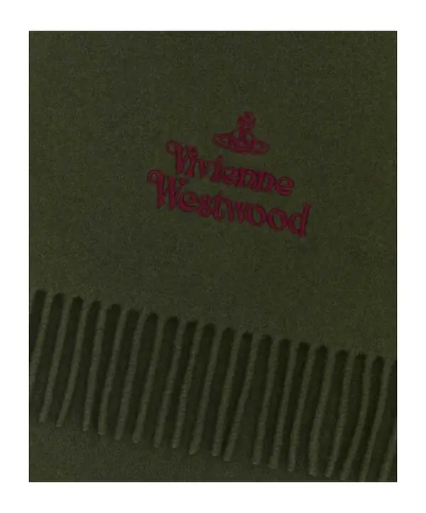 VIVIENNE WESTWOOD Logo Embroidered Fringed Scarf