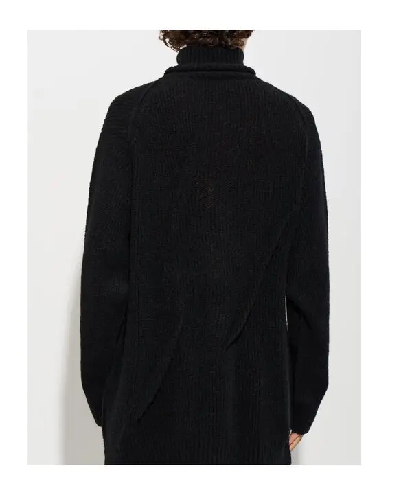 Yohji Yamamoto High Neck Ribbed Long Sleeve Sweater